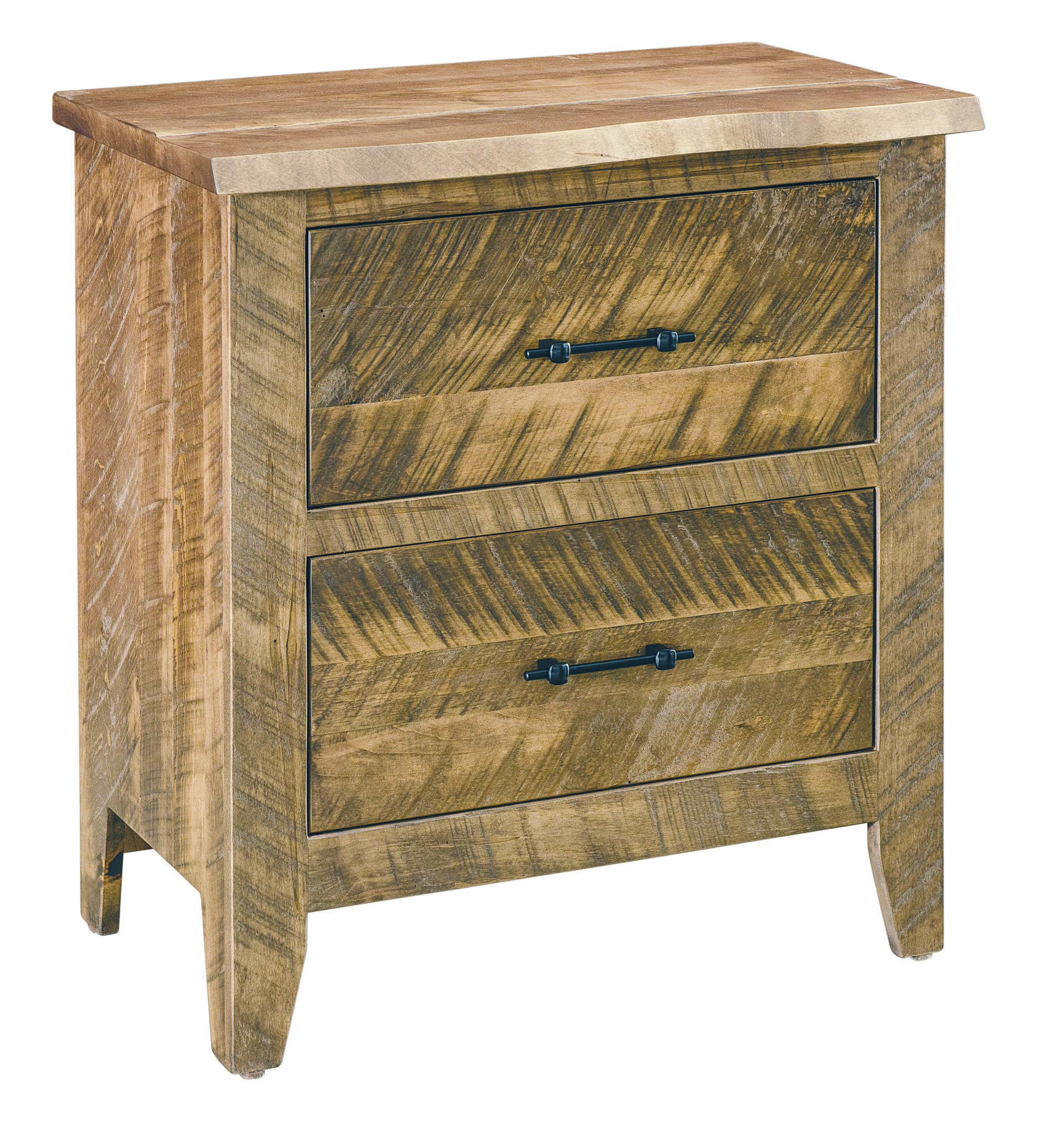 Amish Rough Sawn 2 Drawer Nightstand - Archbold Furniture